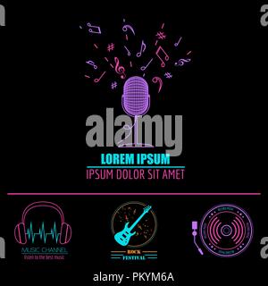 Musical instruments logos and badges. Graphic template. Vector ...