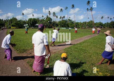 Village kilikiti (Samoan Cricket) match on Savaii Island, Samoa Stock ...