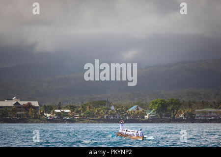 A fautasi (longboat) racing at full speed during the Fautasi Ocean ...