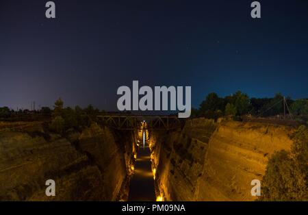 Corinth Canal at Night Stock Photo - Alamy