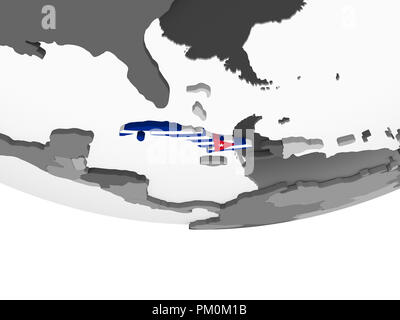 Cuba on gray political globe with embedded flag. 3D illustration Stock ...