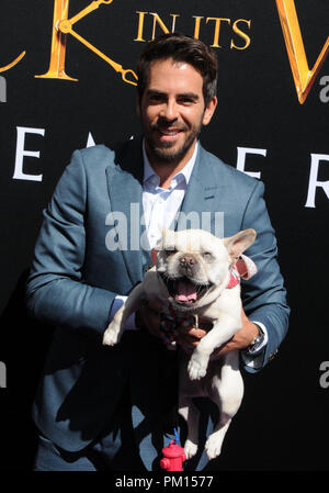 Director Eli Roth and his dog Monkey attend the premiere of the sci-fi ...