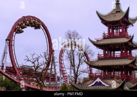The 'Demon* rollercoaster In Tivoli, Copenhagen. The 'Demon ...