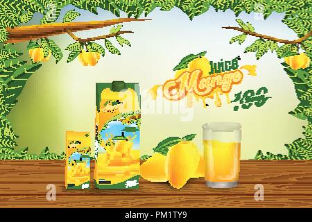 Mango Juice Advertising Banner Ads Vector Template Design Stock Vector ...