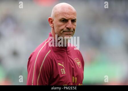 Players and coaching staff of Arsenal F.C. are pictured after arriving ...