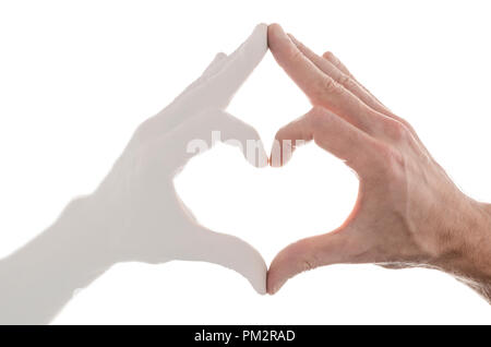 Hand making a heart on a white background Stock Photo - Alamy