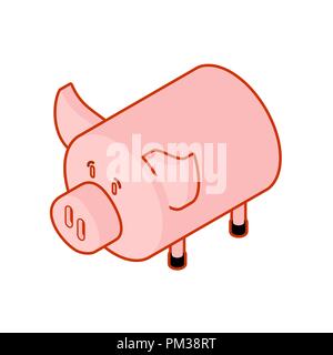 Pig isometric style. Piggy isometry Farm animal. Vector illustration ...