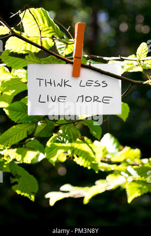 Think less live more. Inspirational and motivational quote Stock Photo ...