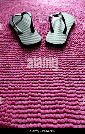 Light pink flip flops isolated on white, top view. Beach accessory ...