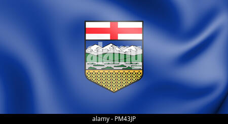 Alberta province flag, Canada waving banner collection. 3D illustration ...