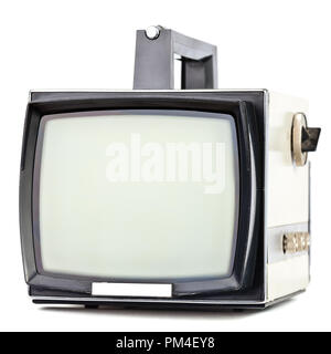 Old Russian black and white TV set isolated on white with clipping ...