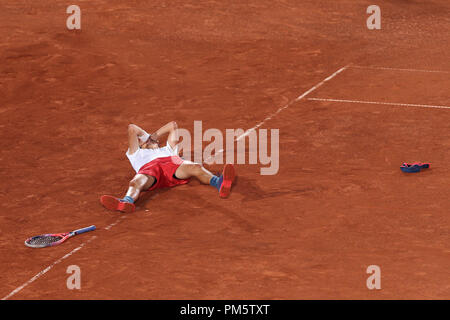 Zsombor Piros, a Hungarian tennis player, during a match at the Hong ...