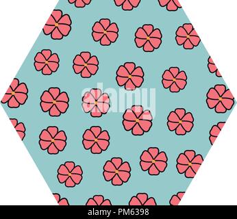 Hexagon floral frame with abstract flowers and leaves. Minimalist ...