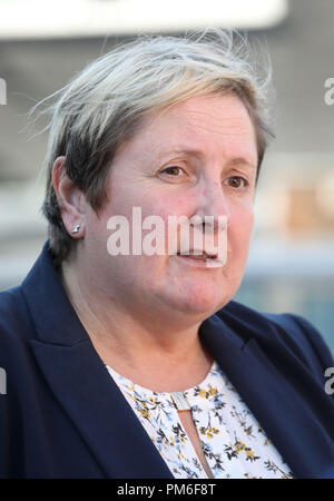Detective Inspector Alison Cole speaking to the media outside the house ...