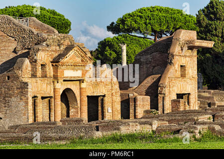 Pillar marble bricks walls in a row at Miami, Florida. Selective focus ...