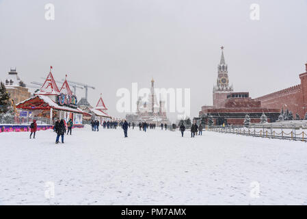 Moscow, Russia - January 30, 2018: Street with Christmas illuminations ...