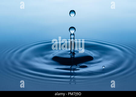 Abstract circular movement of water with a drop in the middle. A splash ...