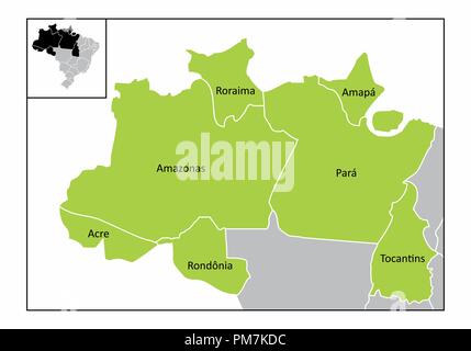 map of Rondonia state of Brazil and location on Brazilian map Stock Vector Image & Art - Alamy