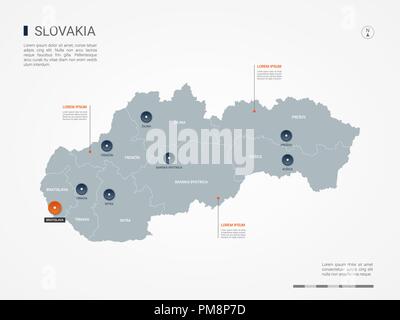 Slovakia political map of administrative divisions - regions. Colorful ...