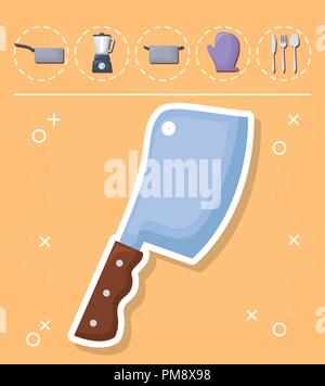 cleaver and knife background, colorful design. vector illustration ...