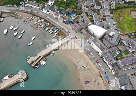 An aerial view of Stonehaven harbour and town on a sunny day ...
