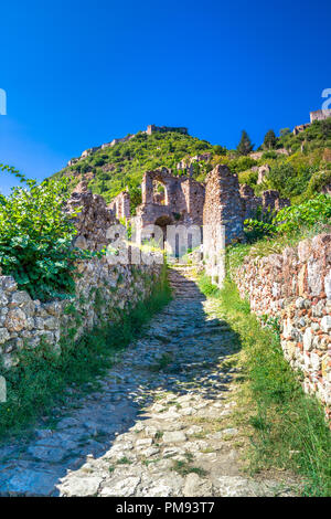 Ruins and churches of the medieval Byzantine ghost town-castle of ...