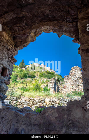 Ruins and churches of the medieval Byzantine ghost town-castle of ...