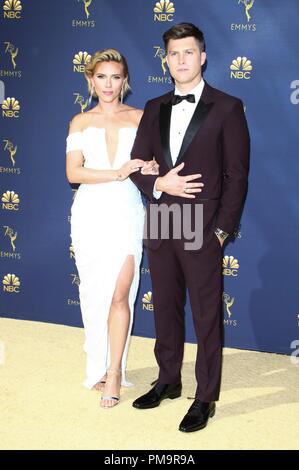 Scarlett Johansson and Colin Jost at the 70th Primetime Emmy Awards ...