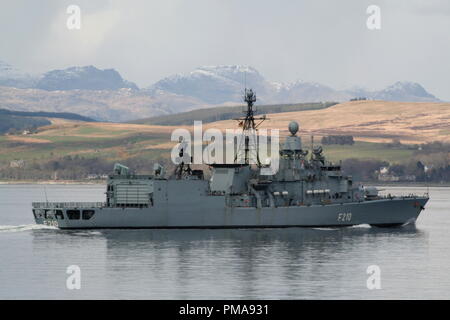 FGS Emden (F210), a Bremen-class multipurpose frigate of the German ...