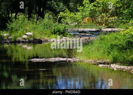 Slow moving waters of Sandy Stream in Unity Maine in the summer Stock ...