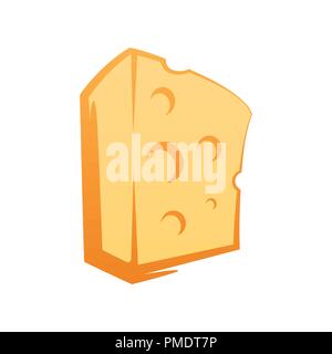 Cheese slice icon in comic style. Milk food cartoon vector illustration ...