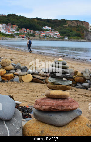 Pebble Stack at Runswick Bay, North Yorkshire Moors, England UK Stock ...