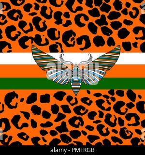 Seamless leopard pattern in orange, teal blue, and fuchsia pink Stock ...