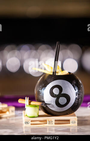 Cocktail in a pool bal o bar counter. fresh drink Stock Photo - Alamy