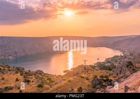 Aerial View of the Euphrates River, Lake Qadisiyah, and the Haditha ...