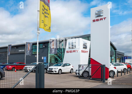SEAT car garage showroom and forecourt Stock Photo - Alamy