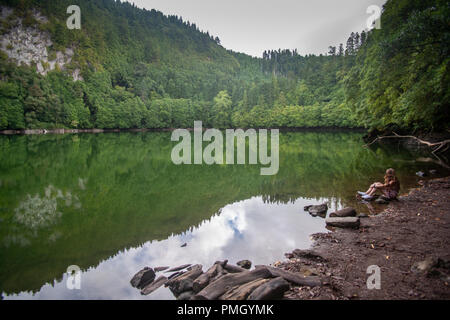 Lagoa do Congro lake at Sao Miguel island, Azores, Portugal Stock Photo ...