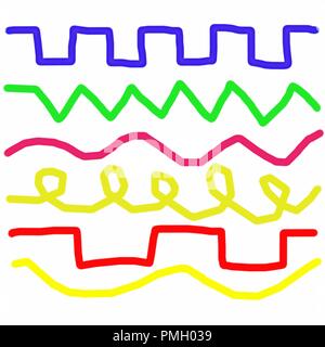 Random coloured line shapes across page Stock Photo - Alamy