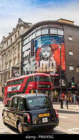 Les Miserables sign on the outside of the Sondheim Theatre in London's ...