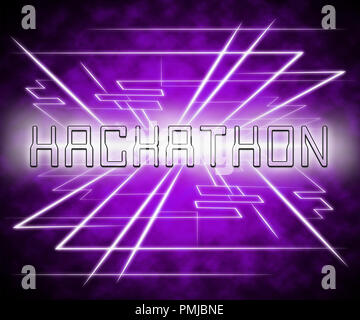 Hackathon Technology Threat Online Coding 2d Illustration Shows ...