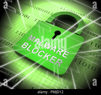 Malware Blocker Website Trojan Protection 3d Rendering Shows Safety Against Annoying Malicious