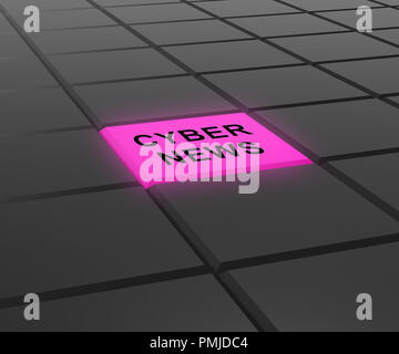 Cyber News Breaking Digital Headlines 3d Illustration Shows Internet ...