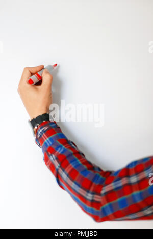 Male hand with pen writes on old paper Stock Photo - Alamy