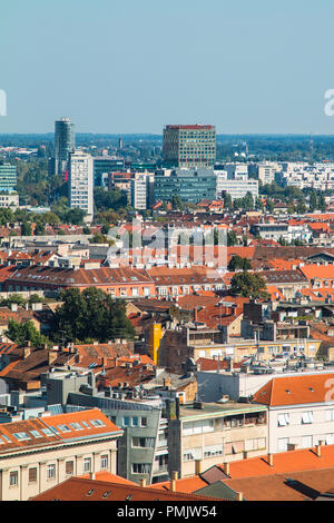 Panoramic view of Zagreb center and modern business towers, urban ...