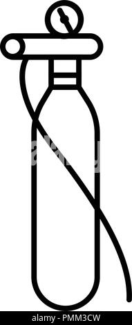 Black and white icon of an oxygen cylinder showing pressure gauge for ...