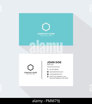 Corporate cyan business card design horizontal and vertical Stock ...