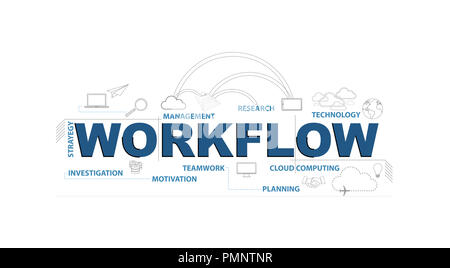 workflow text infographic design graphic concept over a blue background ...