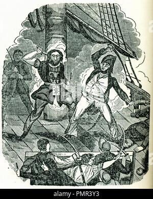 Blackbeard and Maynard fighting Stock Photo - Alamy