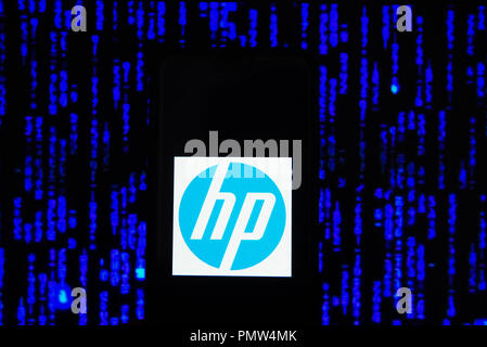 HP logo is seen on an android mobile phone Stock Photo - Alamy