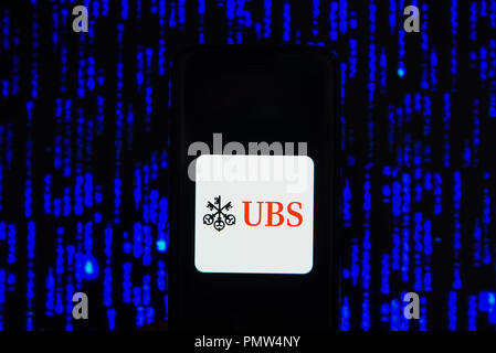 Krakow, Poland. 19th Sep, 2018. LG logo is seen on an android mobile ...